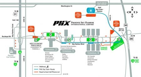 Terminals map Phoenix Sky Harbor International Airport PHX