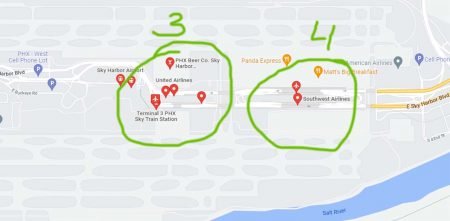 Terminals map Phoenix Sky Harbor International Airport PHX