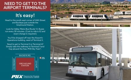 Phoenix Airport public transportation for travel outside the airport